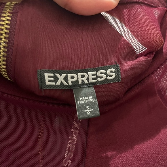 Express | Dresses | Longsleeve Burgundy Express Mini Dress With Mesh ...
